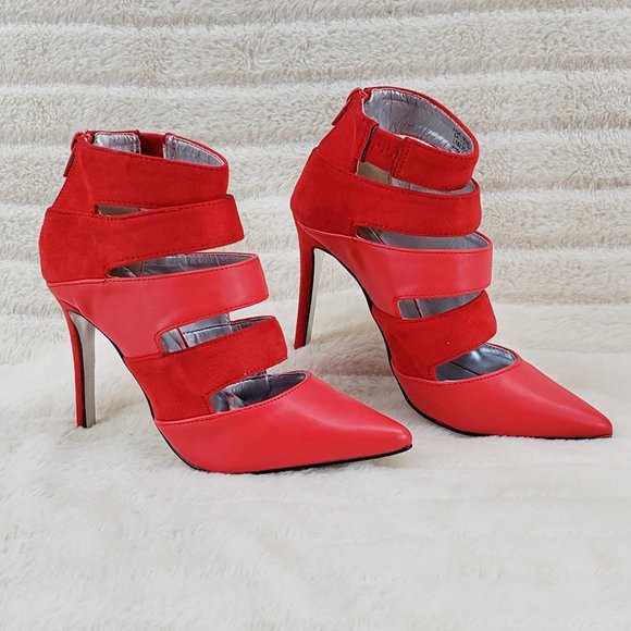 Luichiny | Shoes | Red Pointy Toe Ankle Boots Shootie High Heel Shoes ...